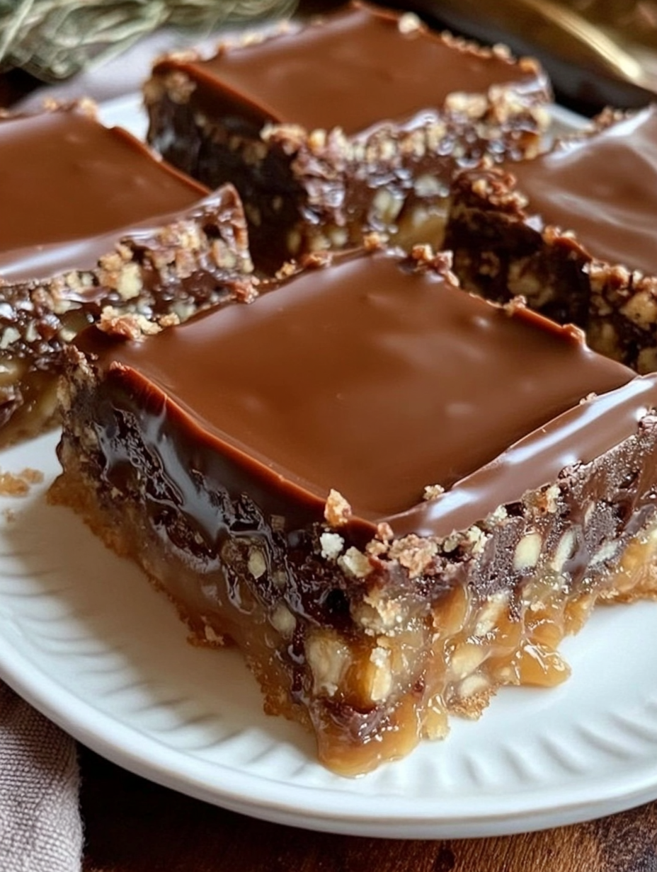 Caramel Chocolate Crunch Bars Recipe - Best Of Recipes