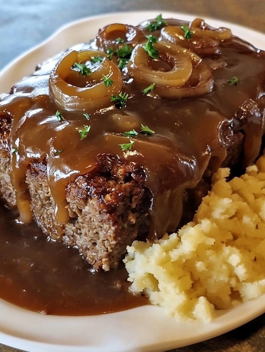 Savory Meatloaf with Caramelized Onion Gravy - Best Of Recipes